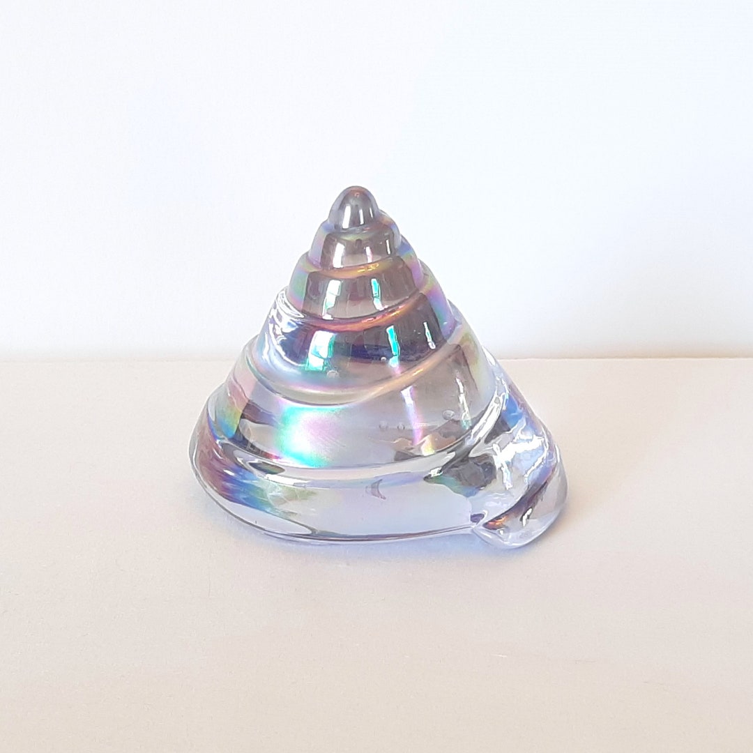 Seashell Paperweight Solid Glass Iridescent Trochus Shell Spiral ...