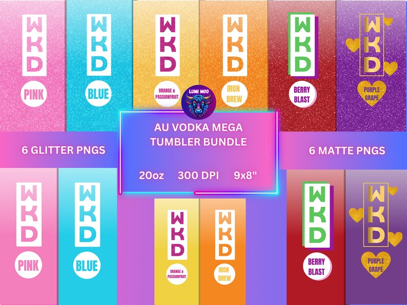 WKD Vodka MEGA BUNDLE | Digital Download | 20oz Tumbler Wrap | Glitter ...