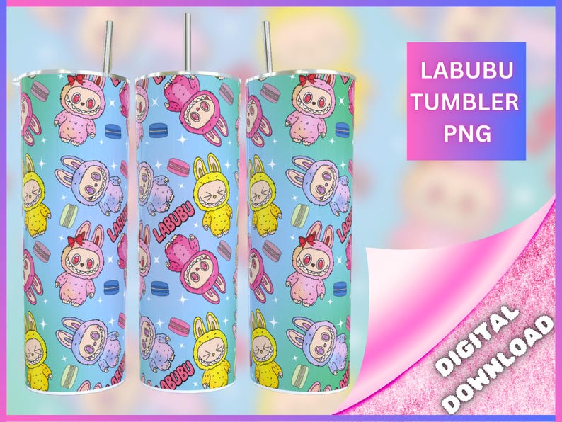 Labubu Patterns, Labubu Seamless Pattern Labubu, Cute Monster Tumbler ...