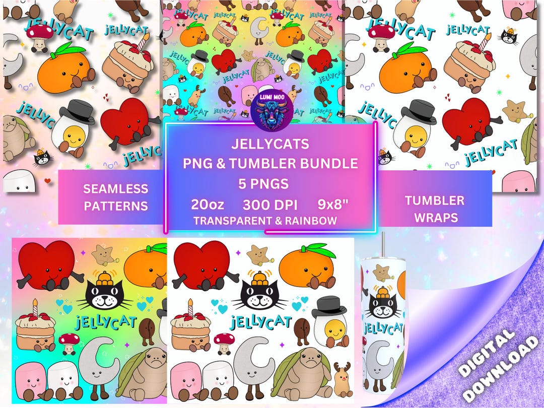 Jellycat Tumbler PNG Jellycat Seamless Pattern Jelly Cat Smiley Plushy ...