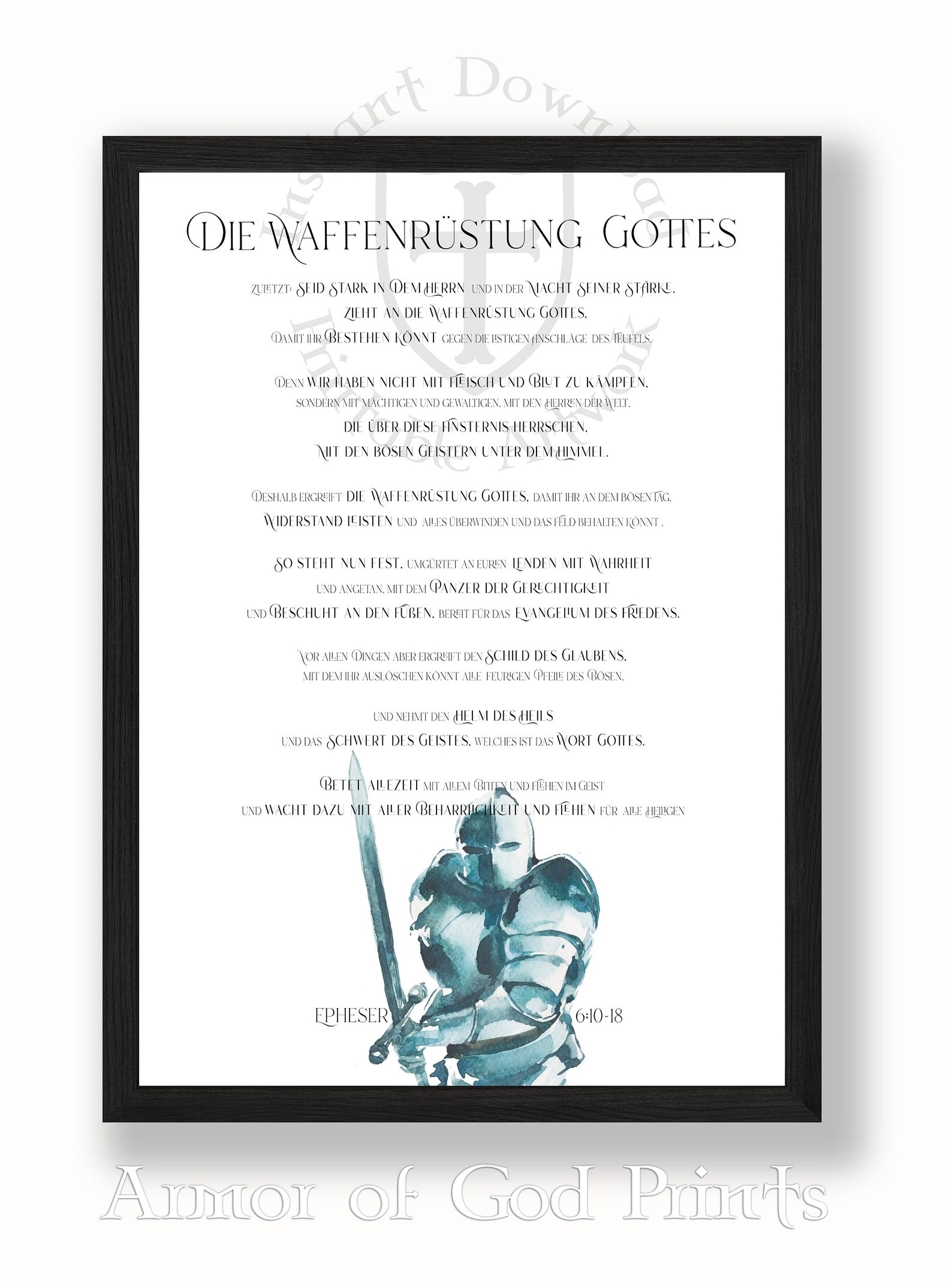 Armor of God in German Armor of God Printable Ephesians6 Epheser 6 ...