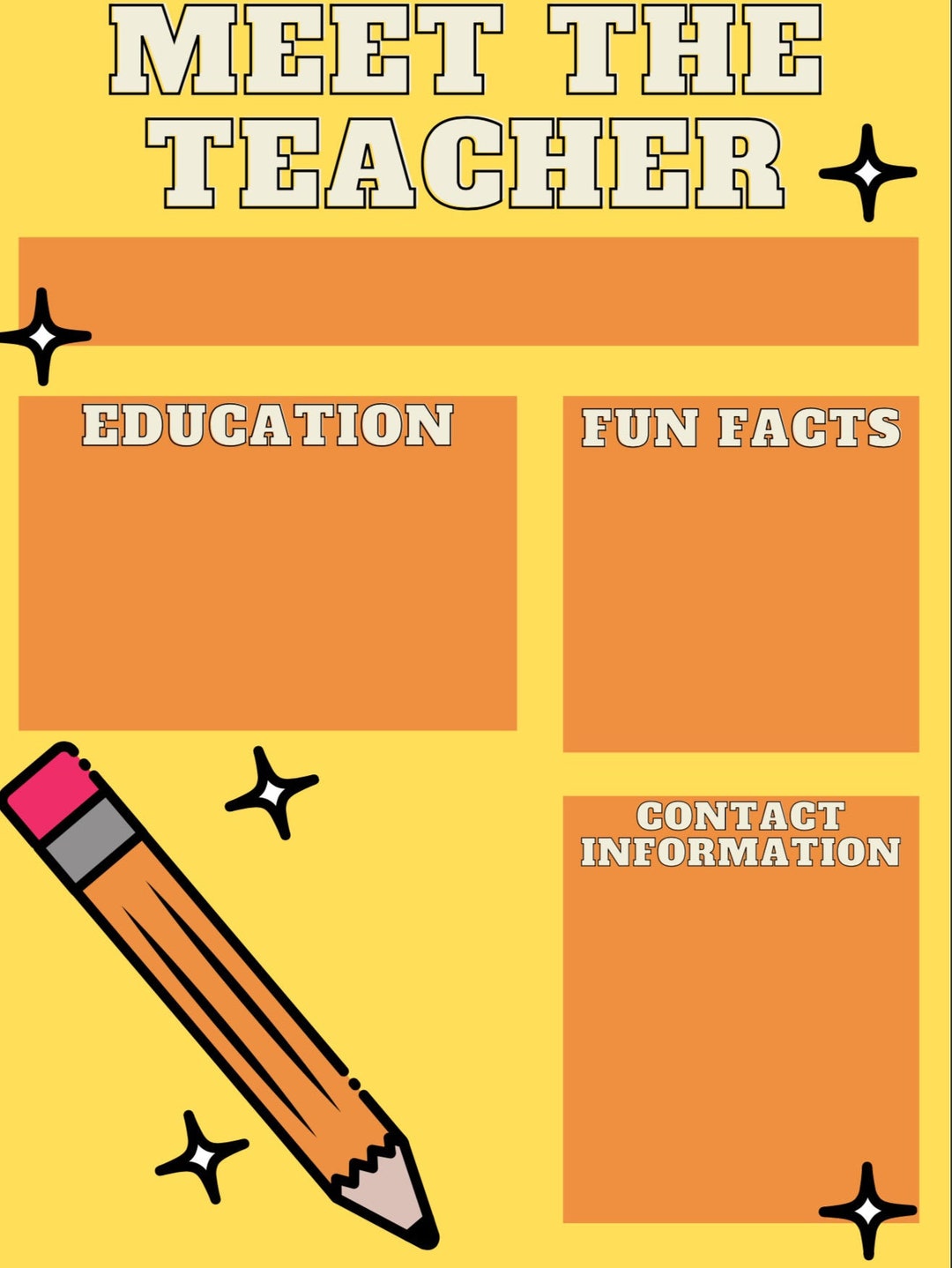 Meet the Teacher Template- Print Out Document - Etsy