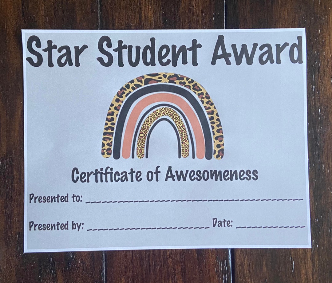 Star Student Award Handouts (10 Sheets) - Etsy