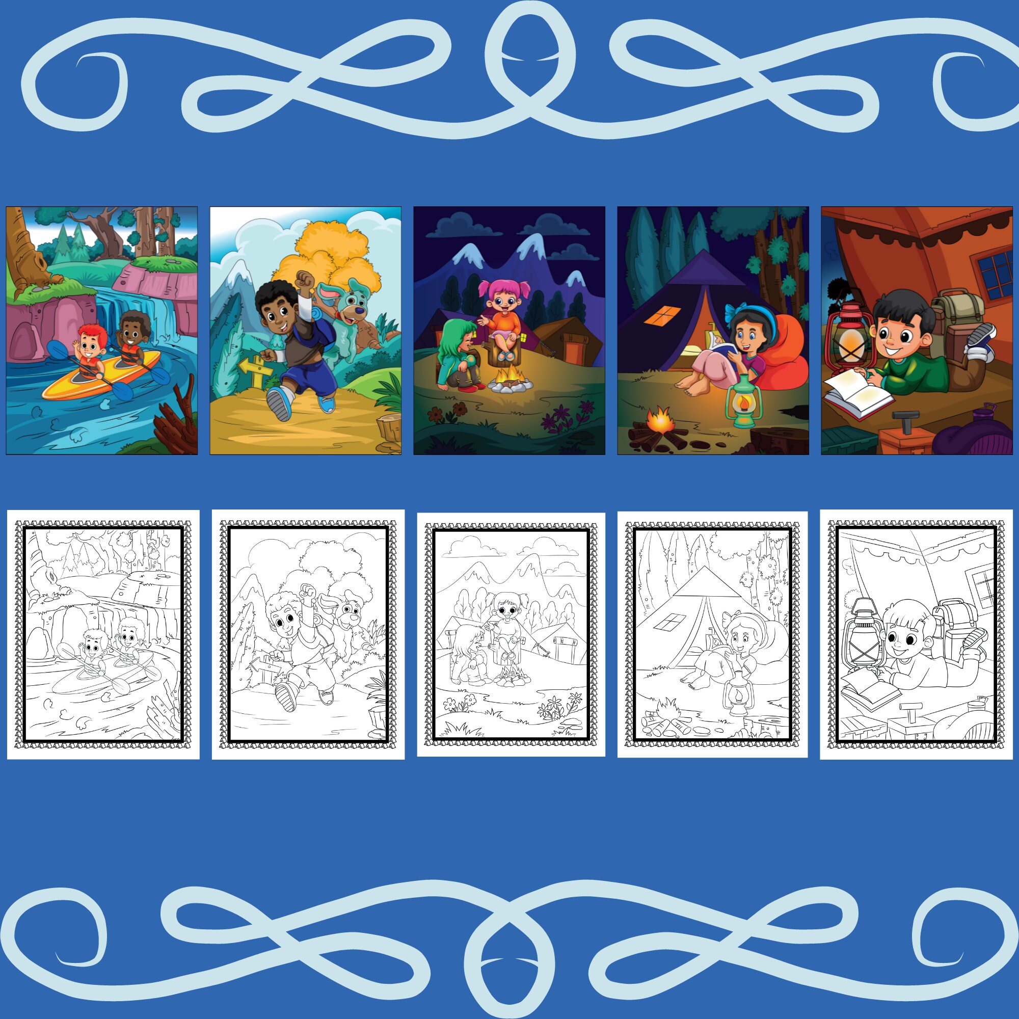 Kids Camping Coloring, Outdoor Coloring, Nature Coloring, Camping ...