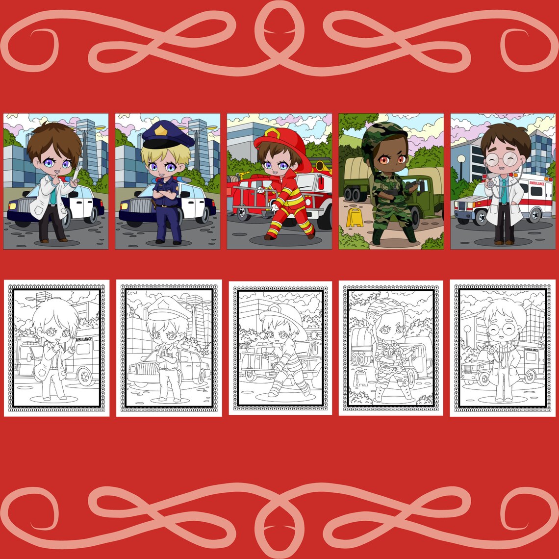 First Responder Coloring Work Coloring Health Coloring Hero - Etsy Canada
