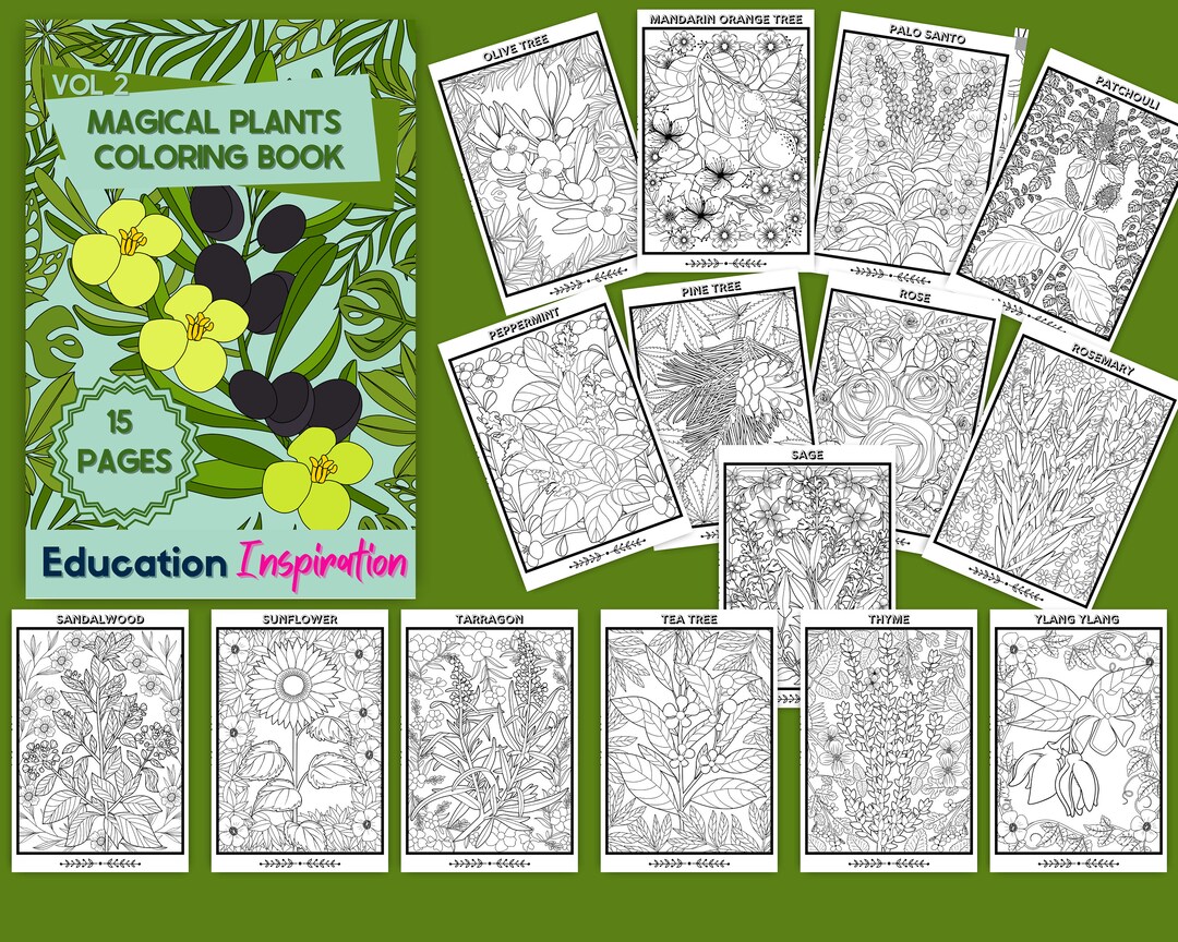 Magical Plants Coloring, Flower Coloring, Floral Coloring, Plant ...