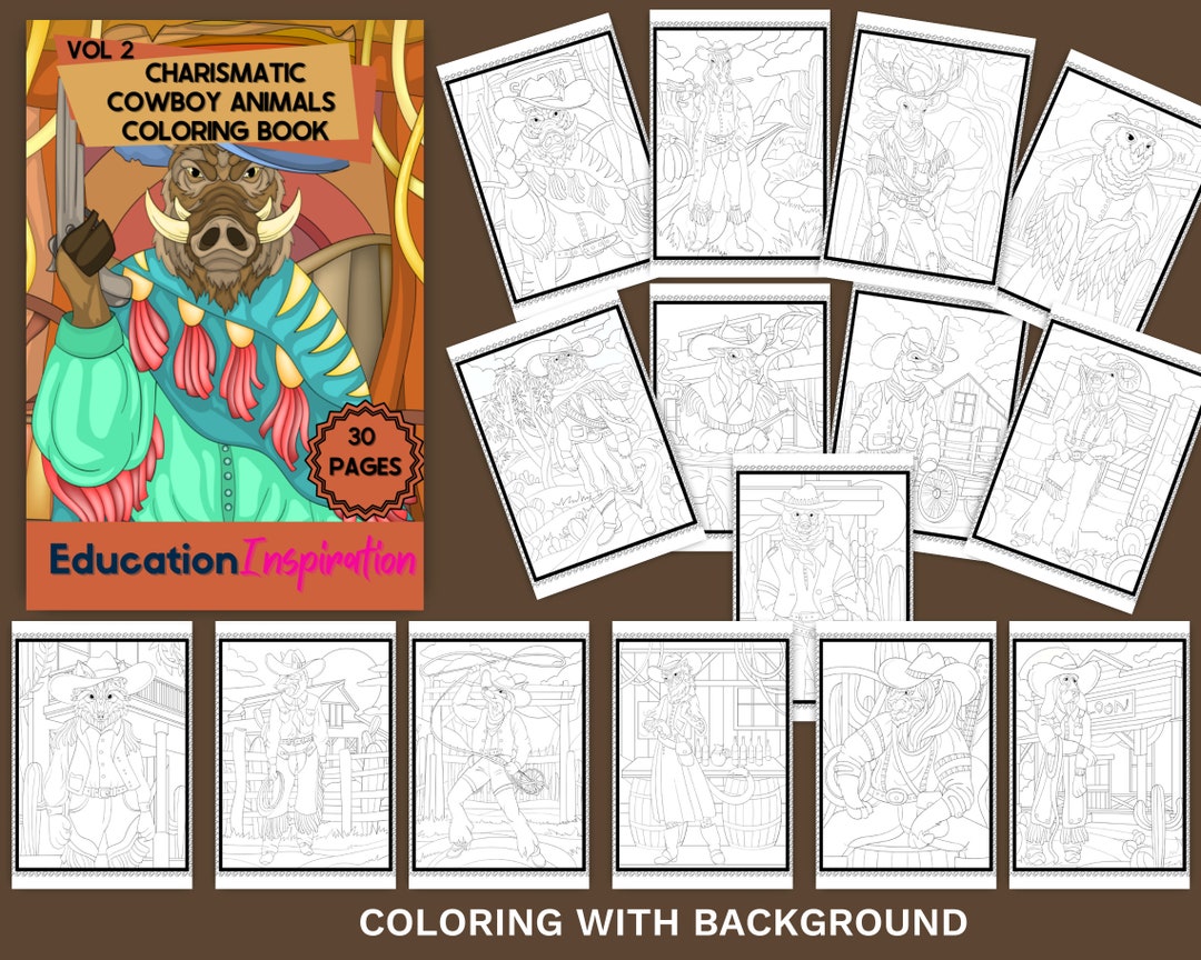 Cowboy Coloring, Cowboy Animal Coloring, Western Coloring, Frontier ...