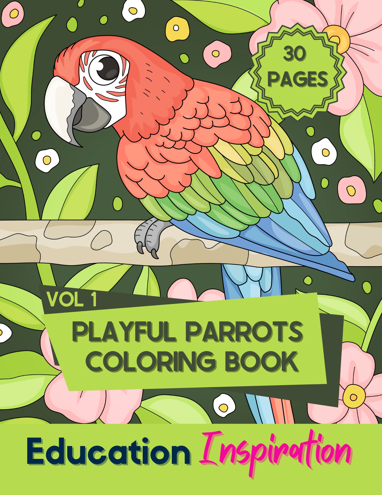 Playful Parrots Coloring, Parrot Coloring, Bird Coloring, Animal ...