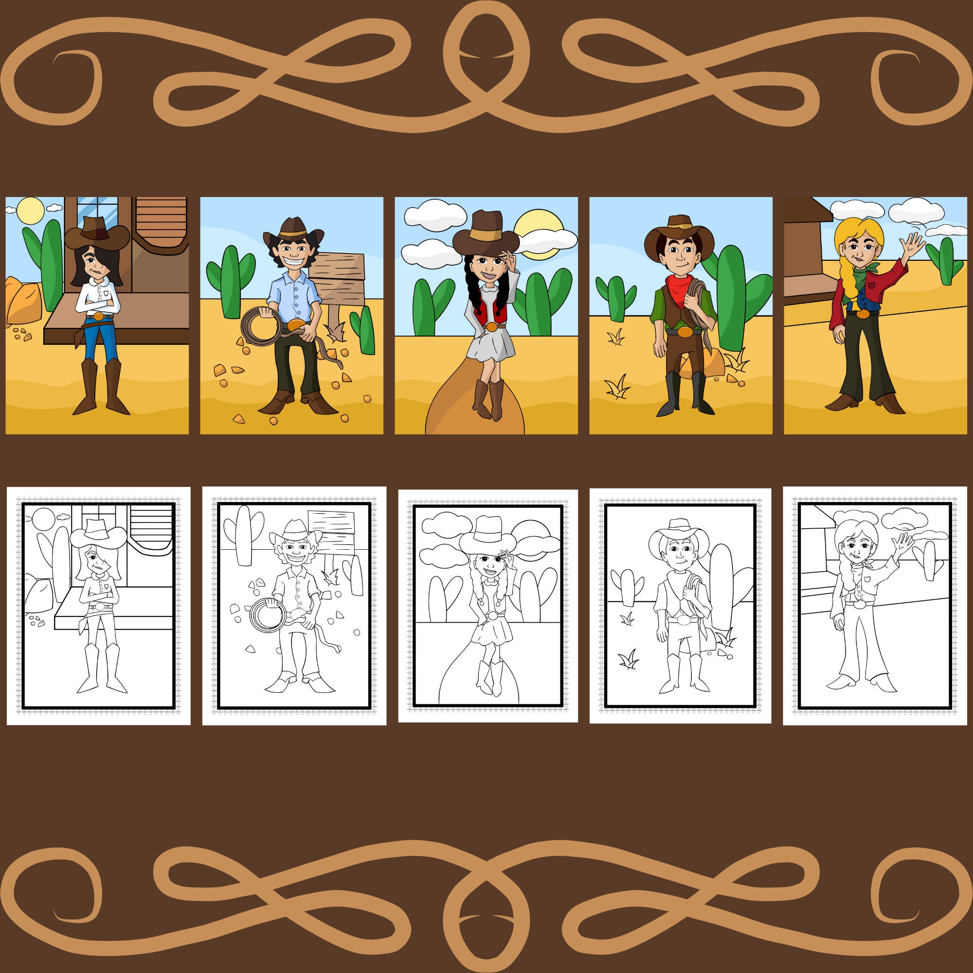 Cowboy Coloring, Western Coloring, Cowgirl Coloring, Wild West Coloring ...
