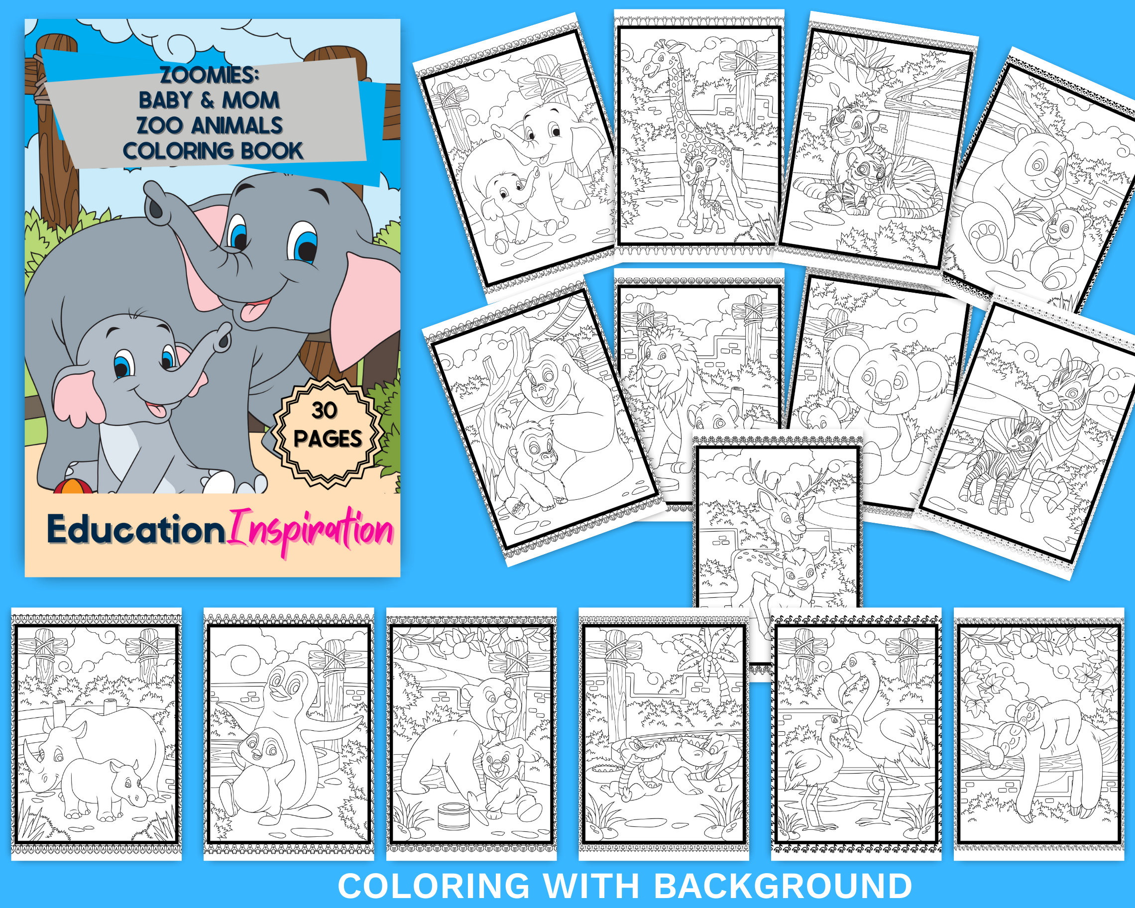 Baby Zoo Animals Coloring Pages