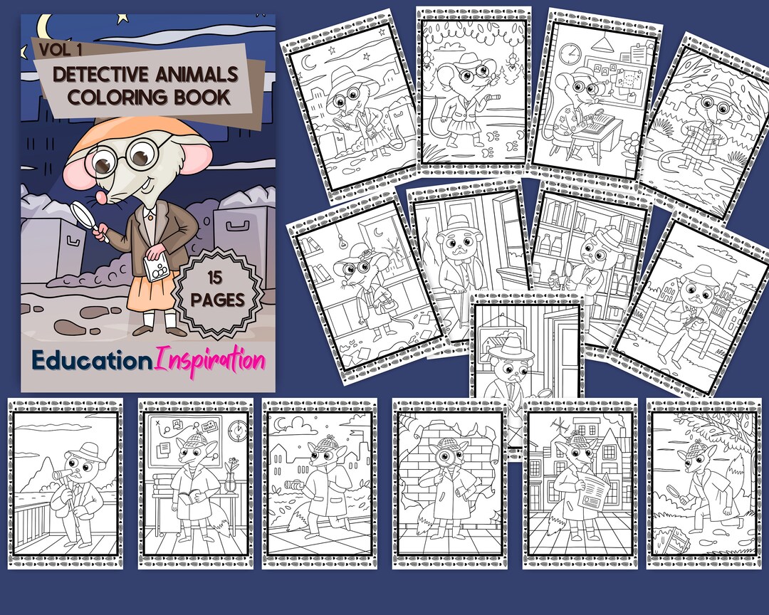 Detective Animal Coloring, Animal Coloring, Detective Coloring, Mystery ...