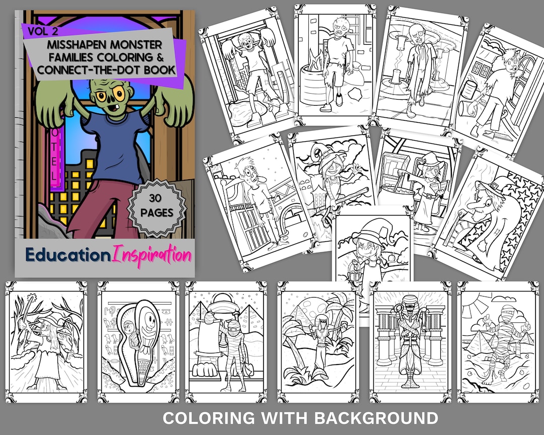 Monster Coloring Book, Halloween Witch Zombie Mummy, Kids Activity ...