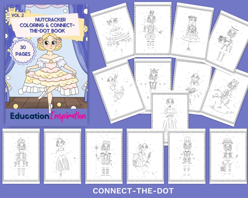 Nutcracker Christmas Coloring & Connect-the-dot Activity Book (digital ...