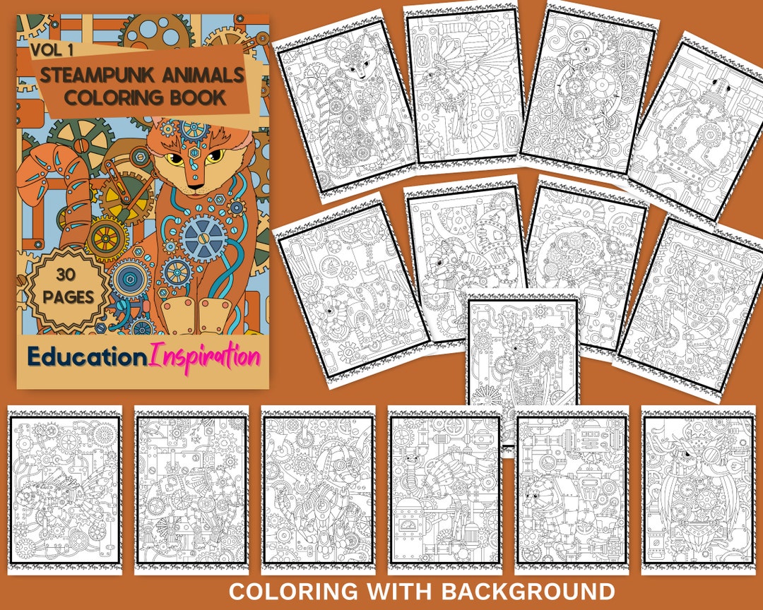 Steampunk Animals Coloring Steampunk Coloring Animal - Etsy
