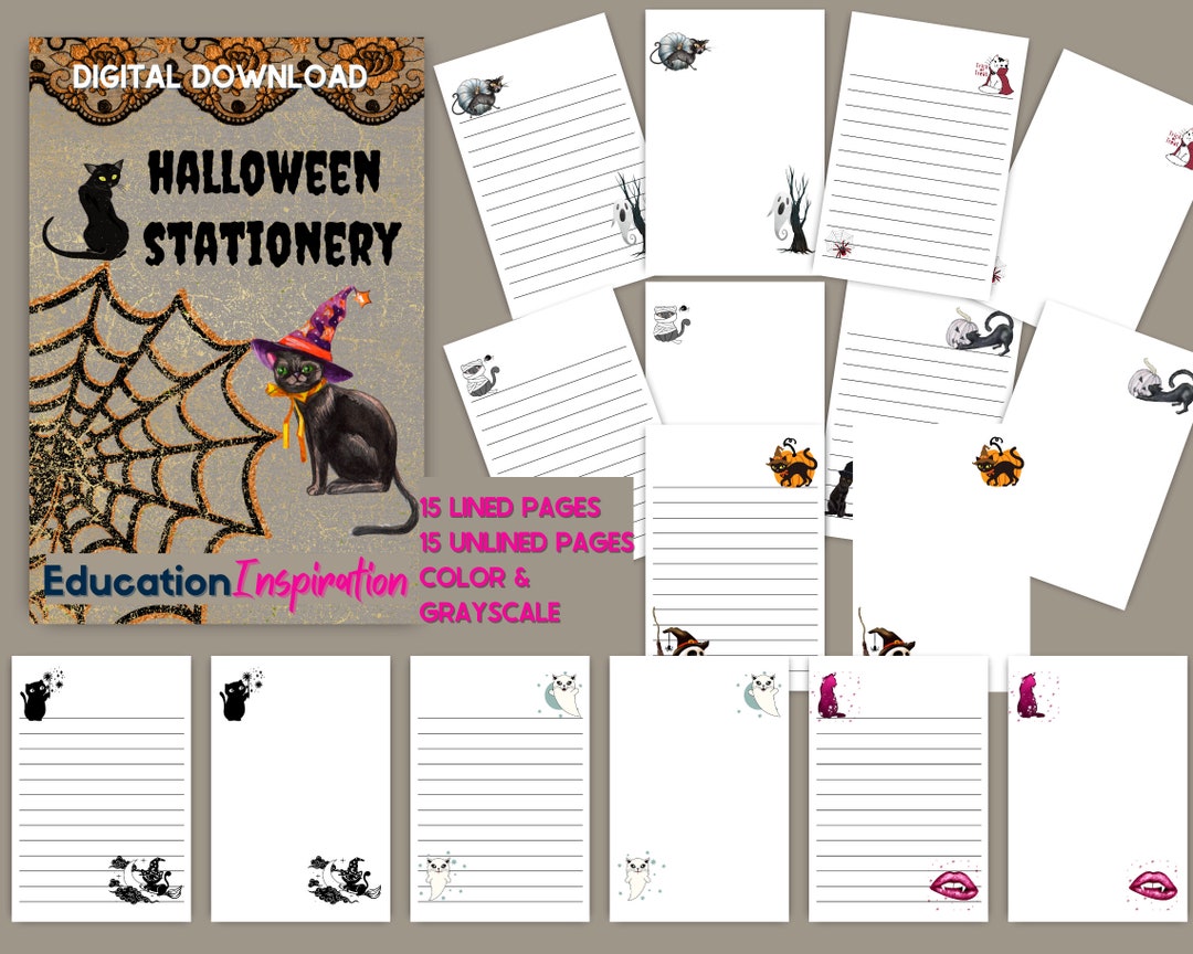Halloween Stationery, Halloween Writing Paper, Halloween Note Paper ...