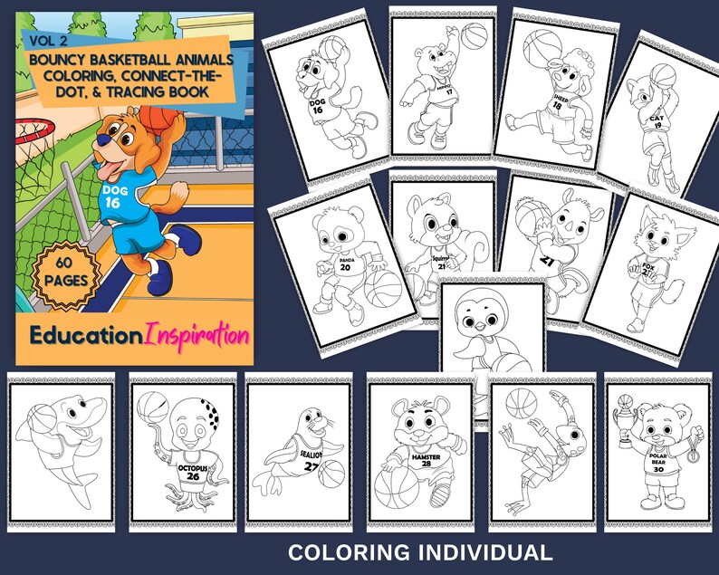 Basketball Animals Coloring, Sports Coloring, Animal Coloring, Kids ...