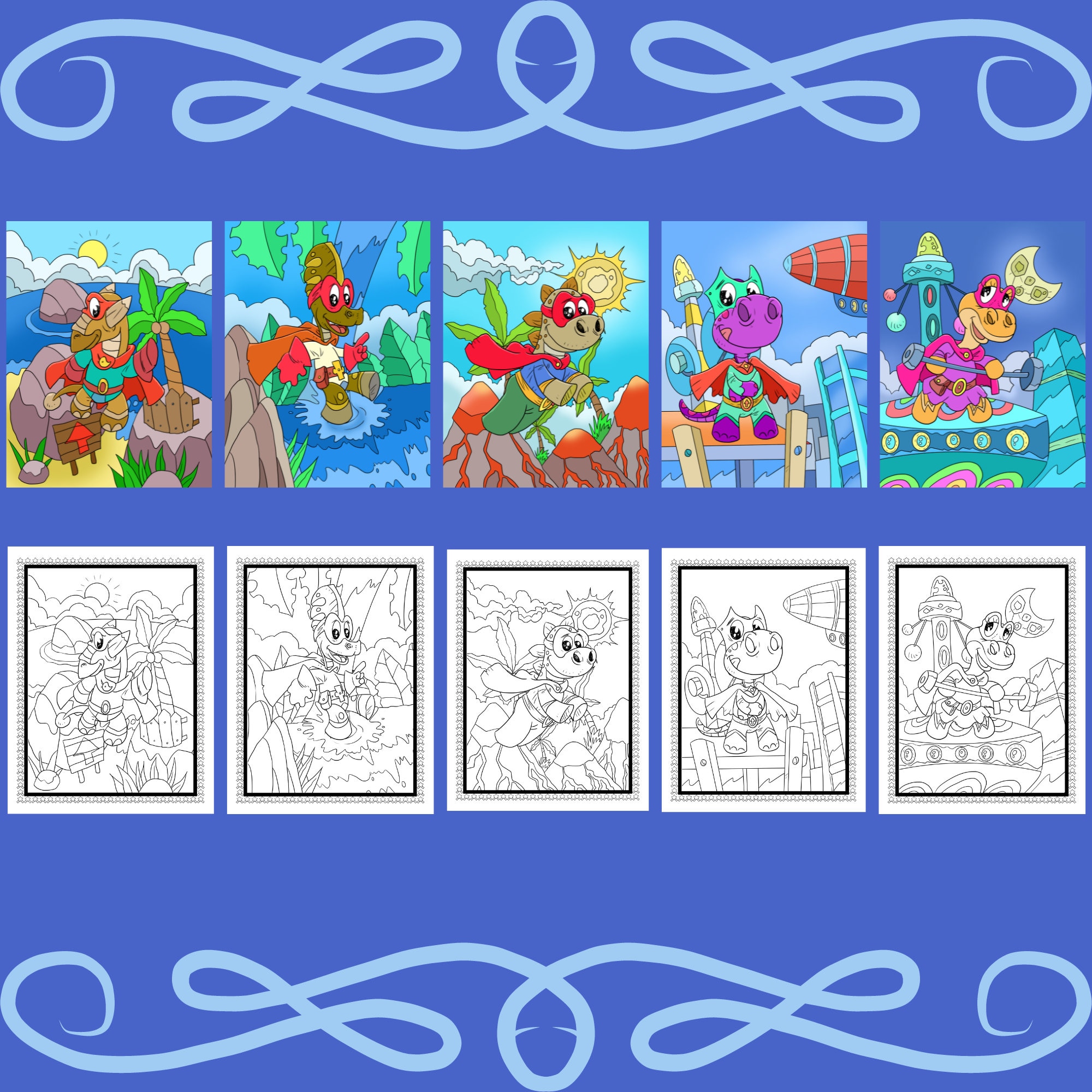 Dinosaur Heroes Coloring, Dinosaur Coloring, Superhero Coloring, Animal ...