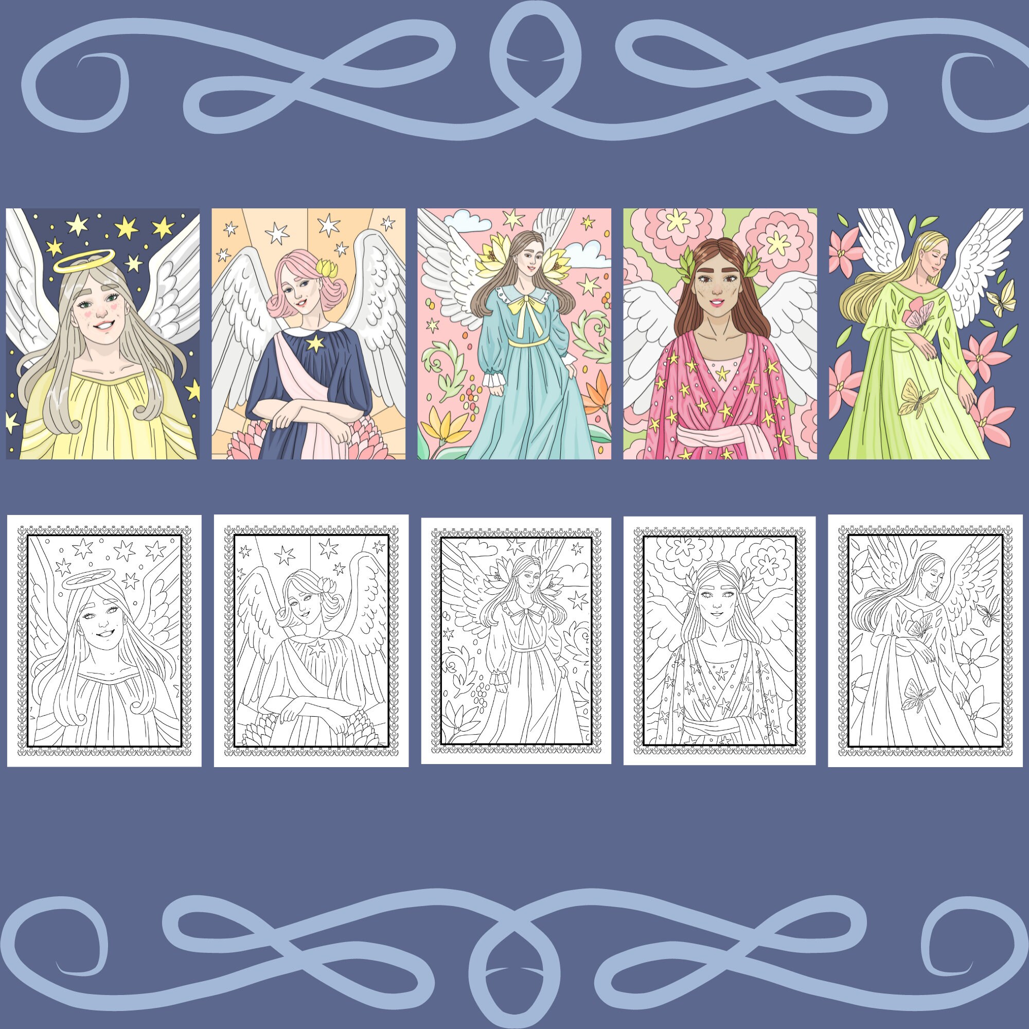 Heavenly Angels Coloring, Angel Coloring, Religious Coloring, Christian ...
