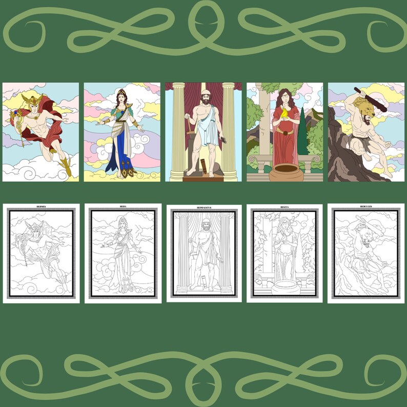 Greek Mythology Coloring Pages: Ancient Gods, Vol. 2 (digital Download ...