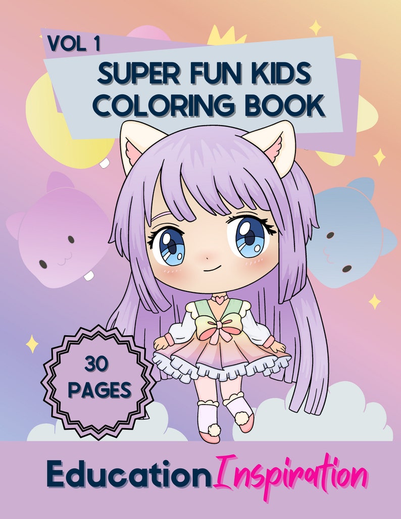 Kawaii Kids Coloring Book, Chibi Style (digital Download) - Etsy
