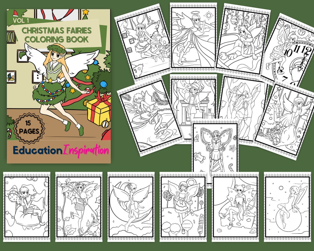 Christmas Fairy Coloring Pages: Kids Holiday Activity (digital Download ...