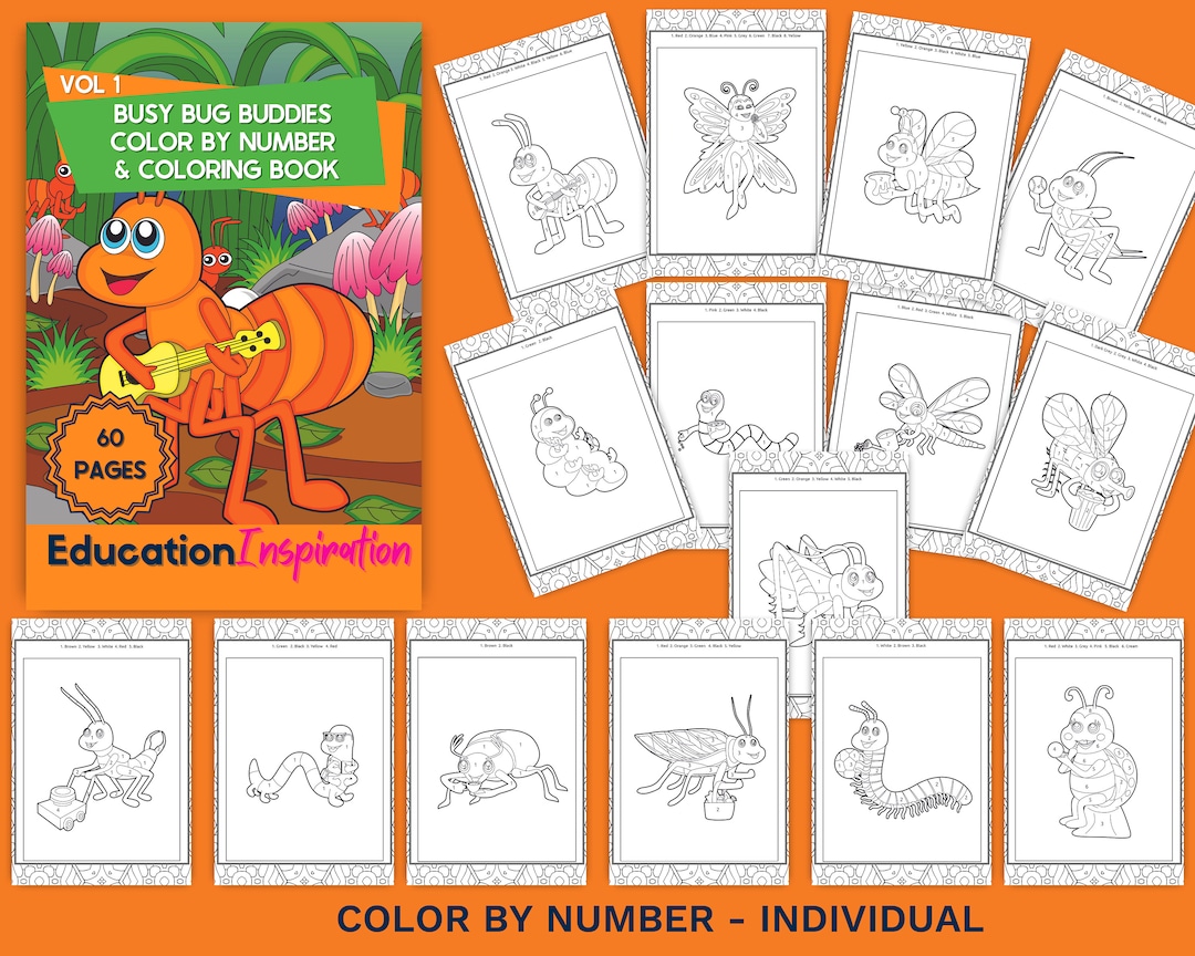 Bug Color by Number Coloring, Bug Coloring, Insect Coloring, Color by ...