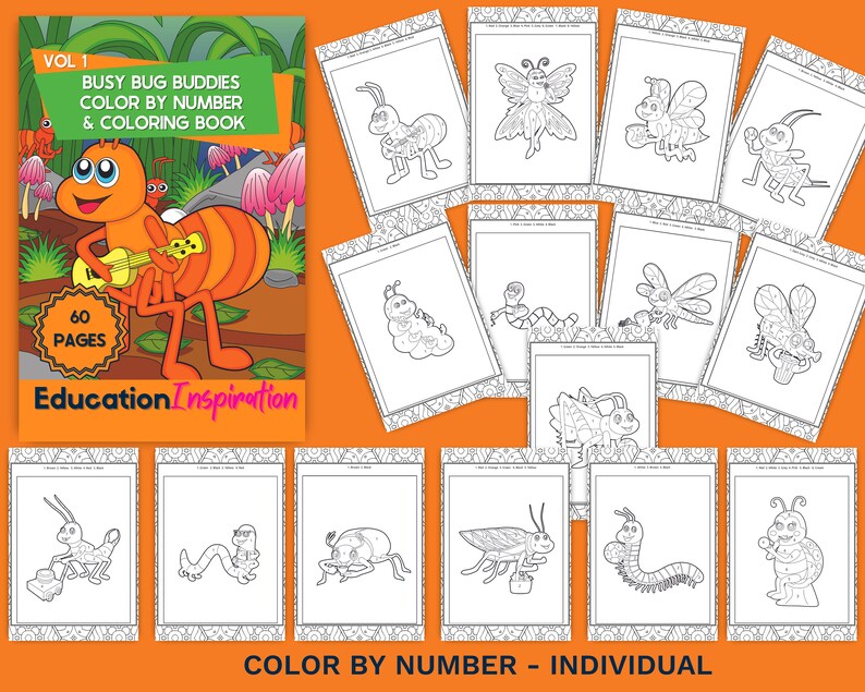 Bug Color by Number Coloring Bug Coloring Insect Coloring - Etsy