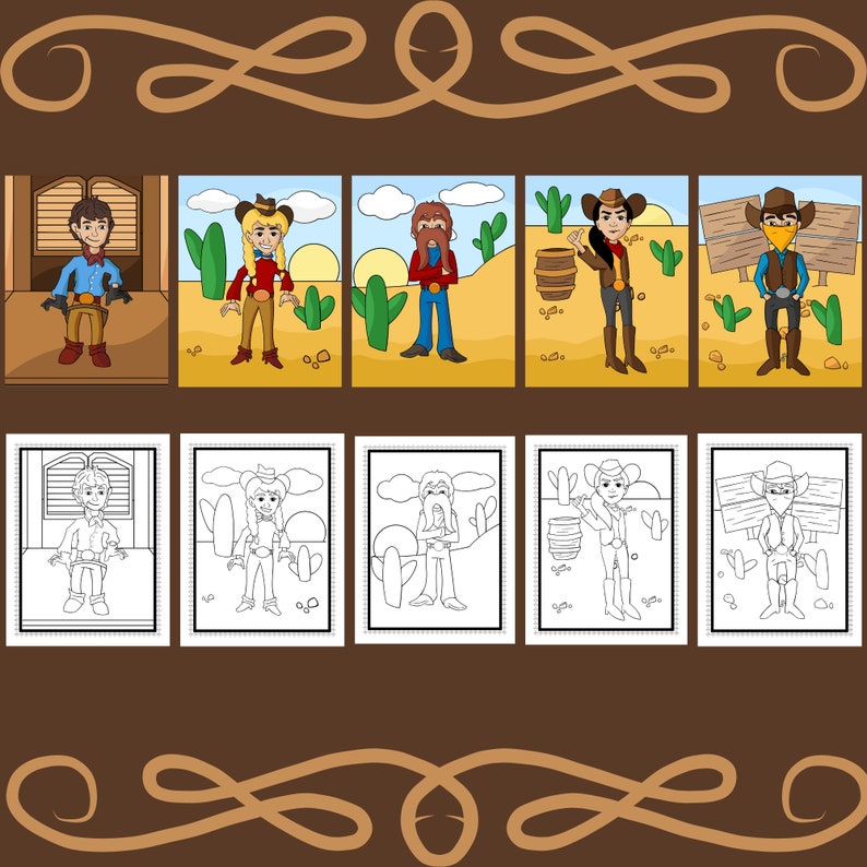 Cowboy Coloring, Western Coloring, Cowgirl Coloring, Wild West Coloring ...