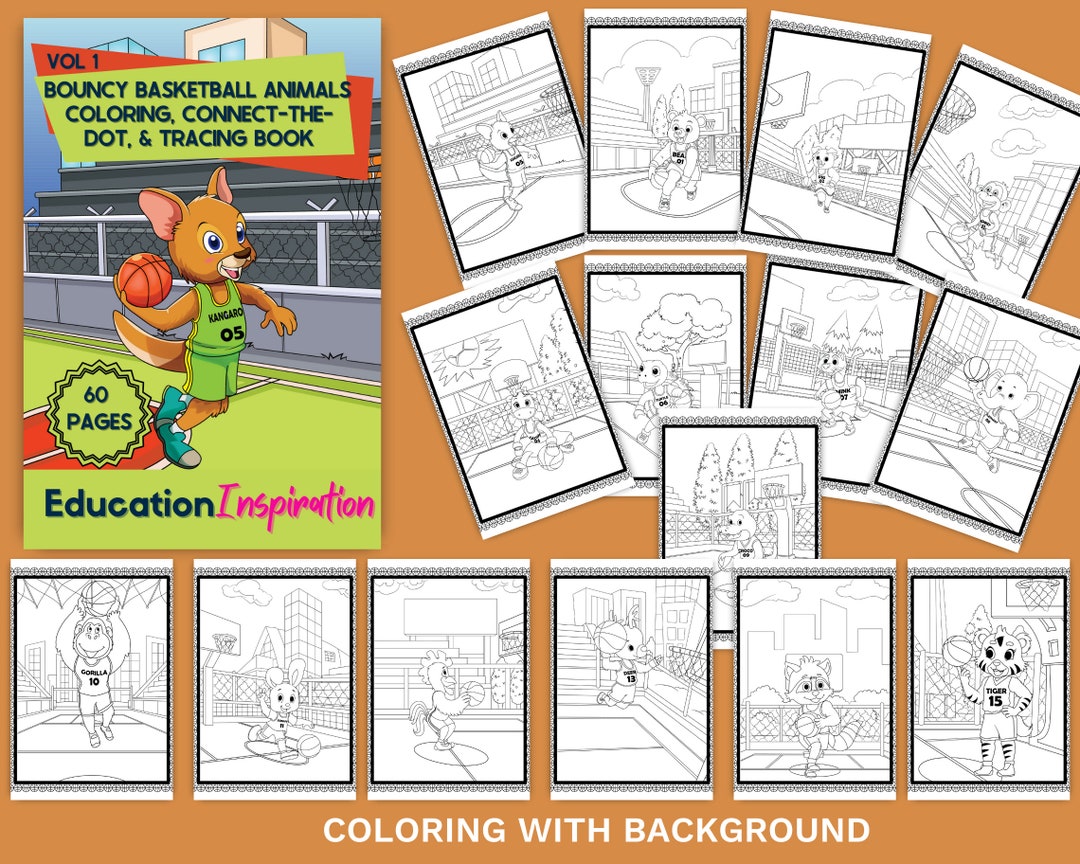 Basketball Animals Coloring Sports Coloring Animal Coloring - Etsy