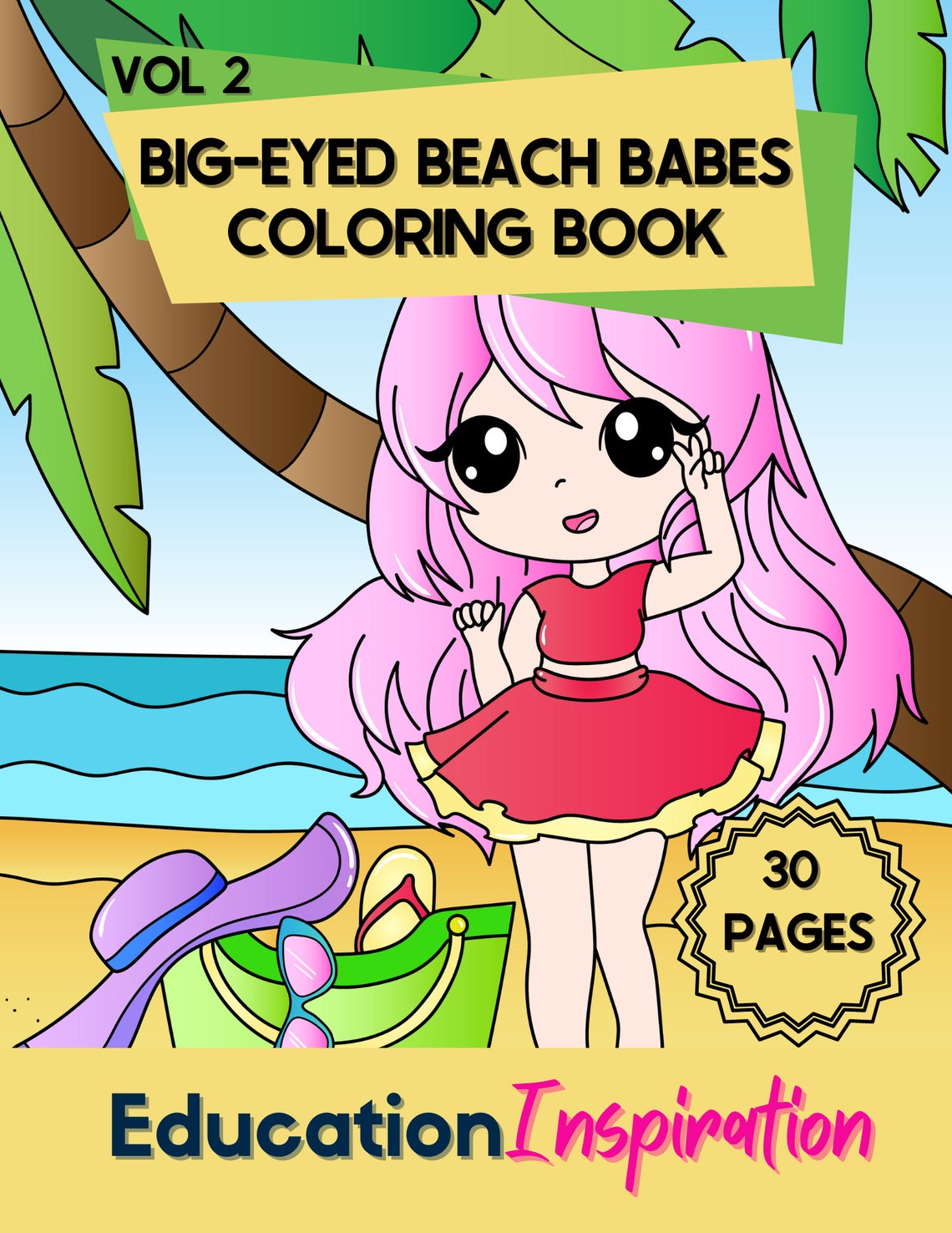 Beach Girl Coloring, Summer Coloring, Beach Coloring, Kawaii Coloring ...