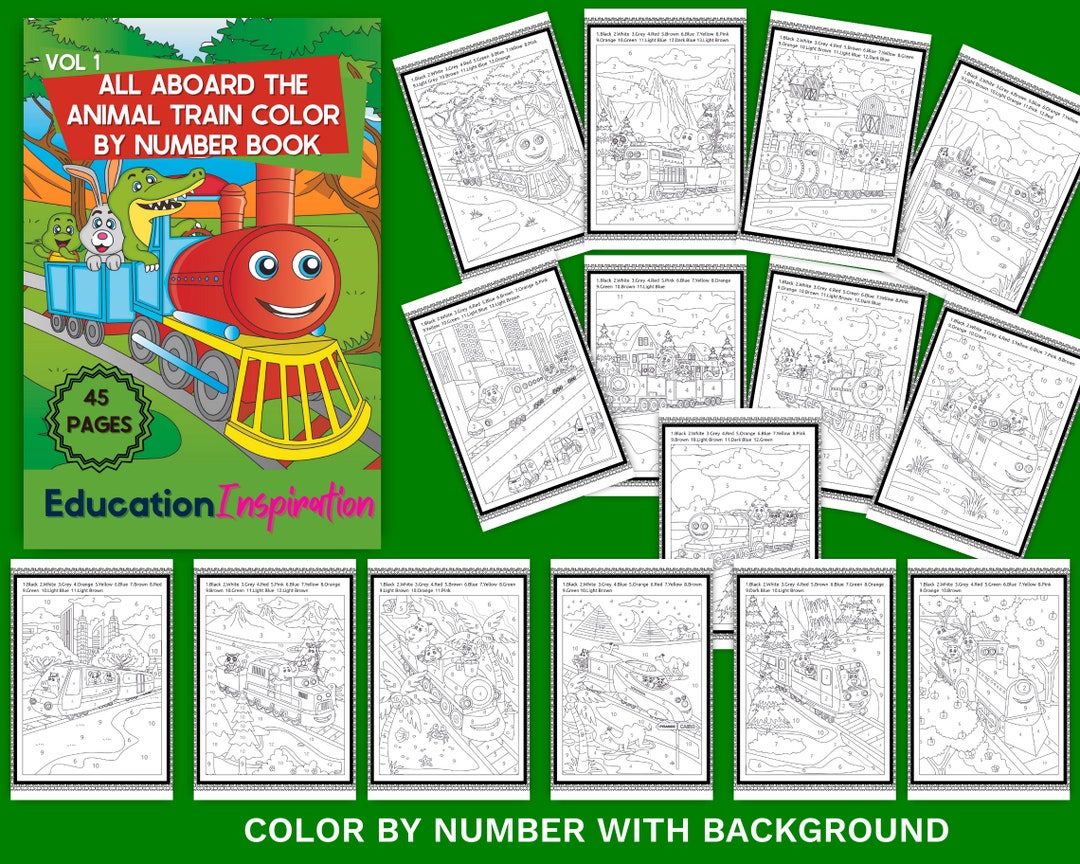 Train Color by Number Coloring, Train Coloring, Animal Coloring ...
