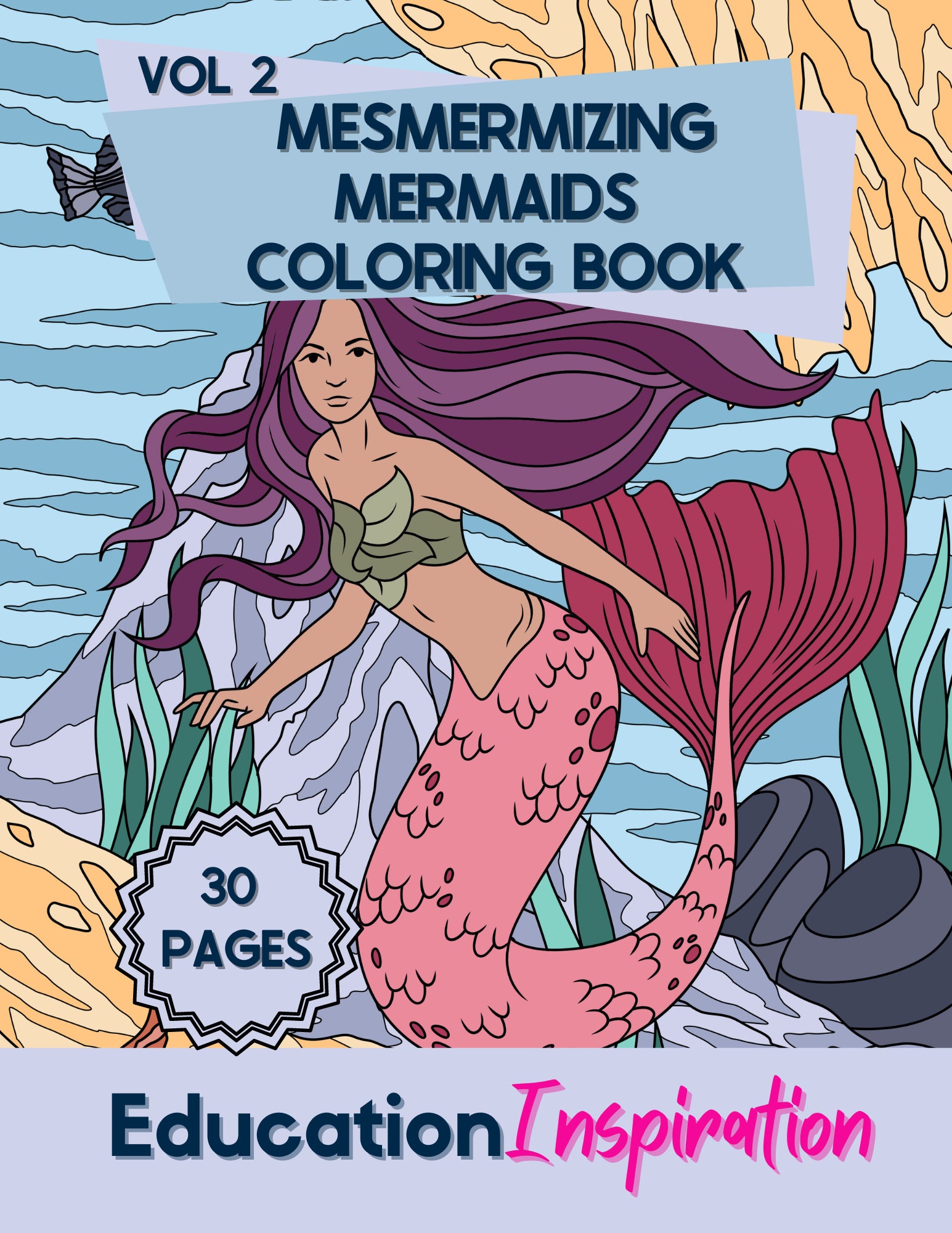 Mesmerizing Mermaid Coloring Fantasy Coloring Fairy Tale - Etsy