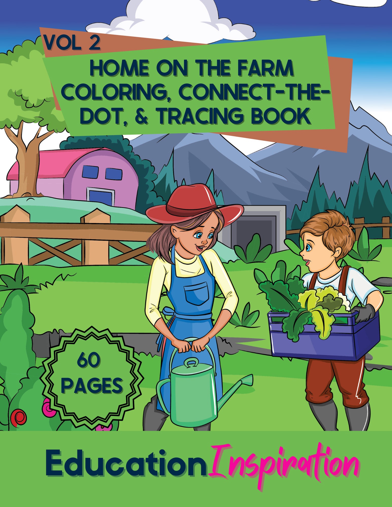 Farm Coloring Book: Connect the Dots & Tracing Activities (digital ...