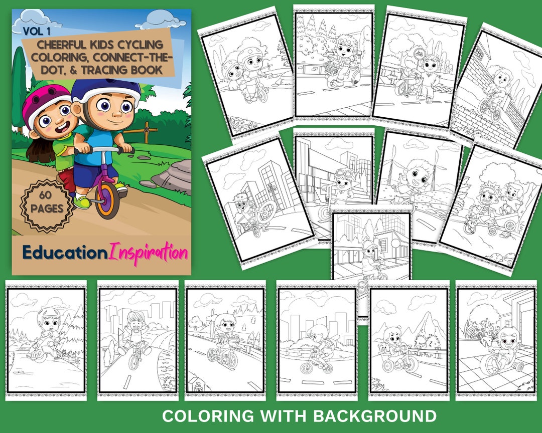 Kids Cycling Coloring, Children Coloring, Toddler Coloring, Kids ...