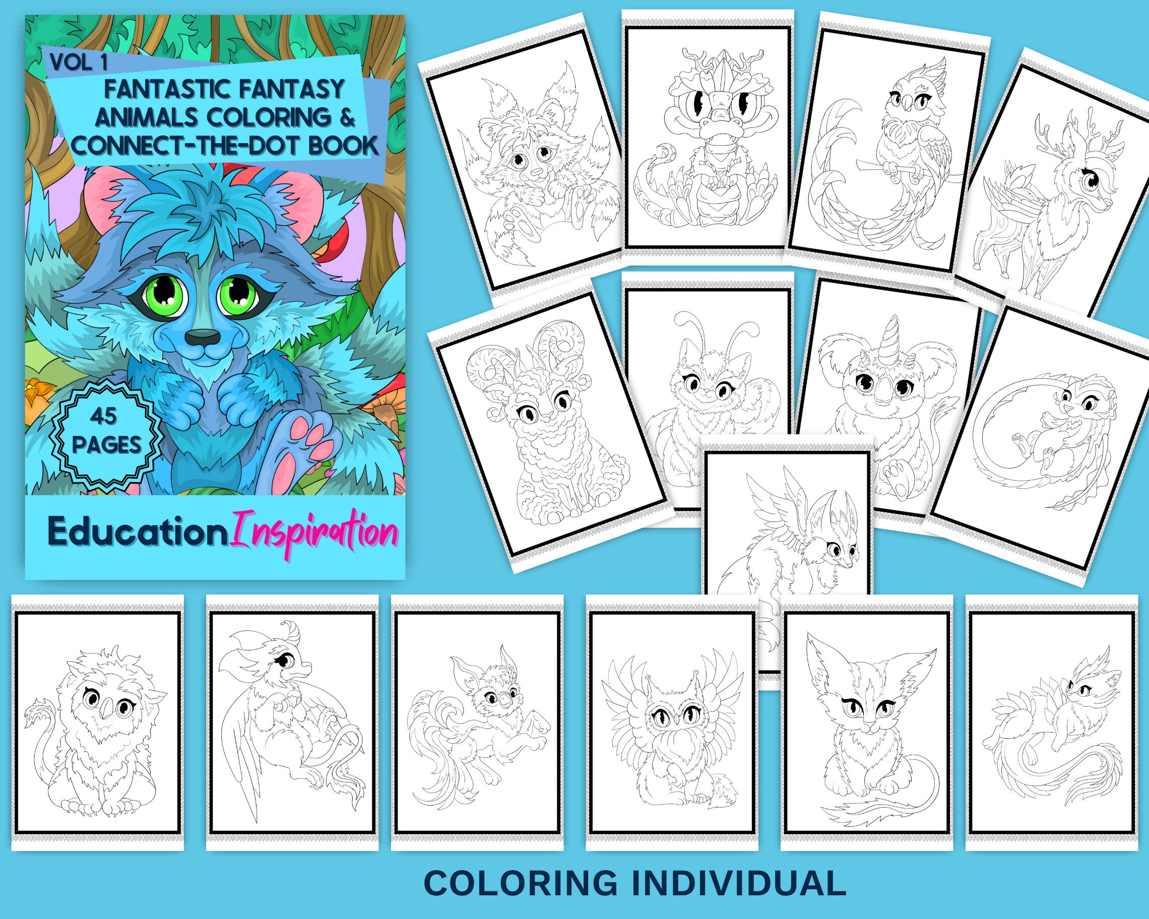 Fantasy Animal Coloring, Animal Coloring, Mythical Animal Coloring ...