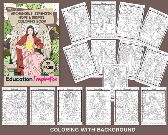 Archangel Coloring Angel Coloring Religious Coloring - Etsy