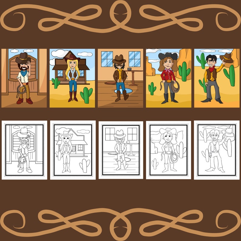 Cowboy Coloring, Western Coloring, Cowgirl Coloring, Wild West Coloring ...