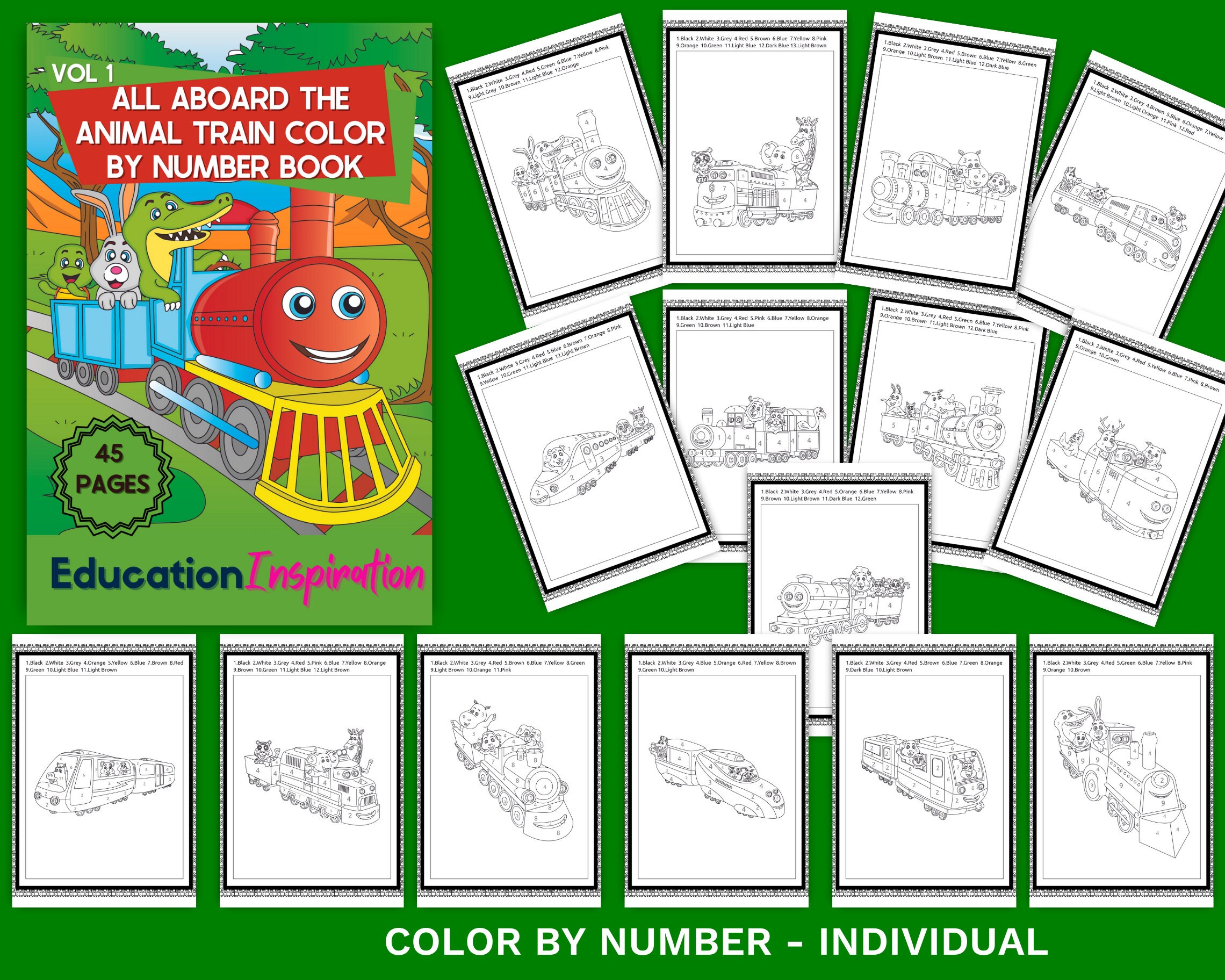 Train Color by Number Coloring, Train Coloring, Animal Coloring ...