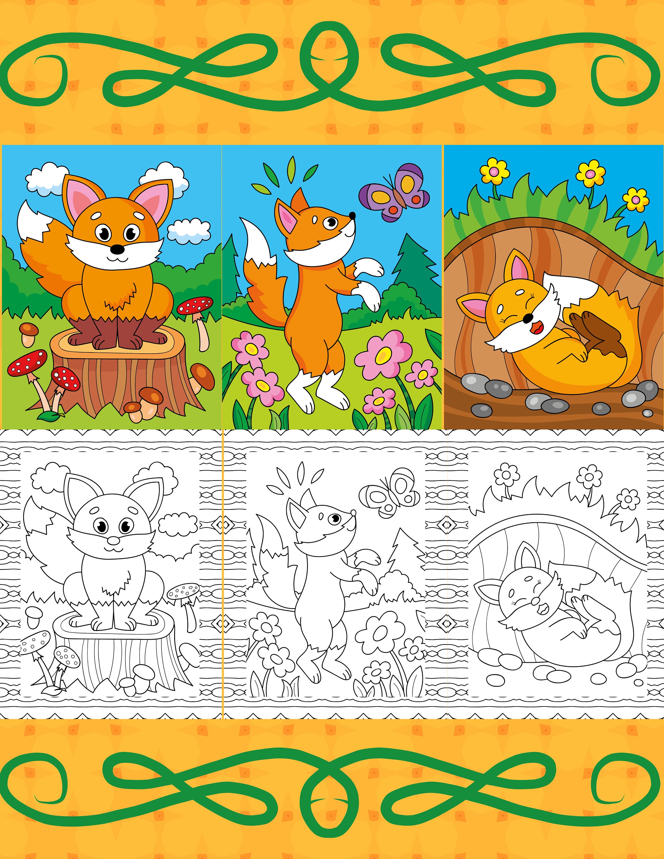 Friendly Fox Coloring, Animal Coloring, Kids Coloring, Nature Coloring ...