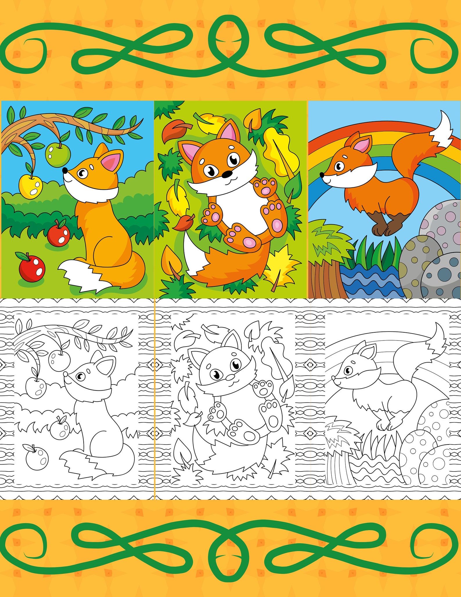 Friendly Fox Coloring, Animal Coloring, Kids Coloring, Nature Coloring ...