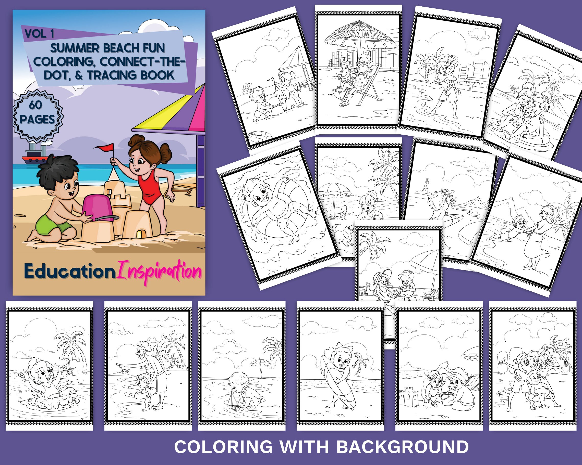 Summer Beach Fun Coloring Beach Coloring Summer Beach - Etsy
