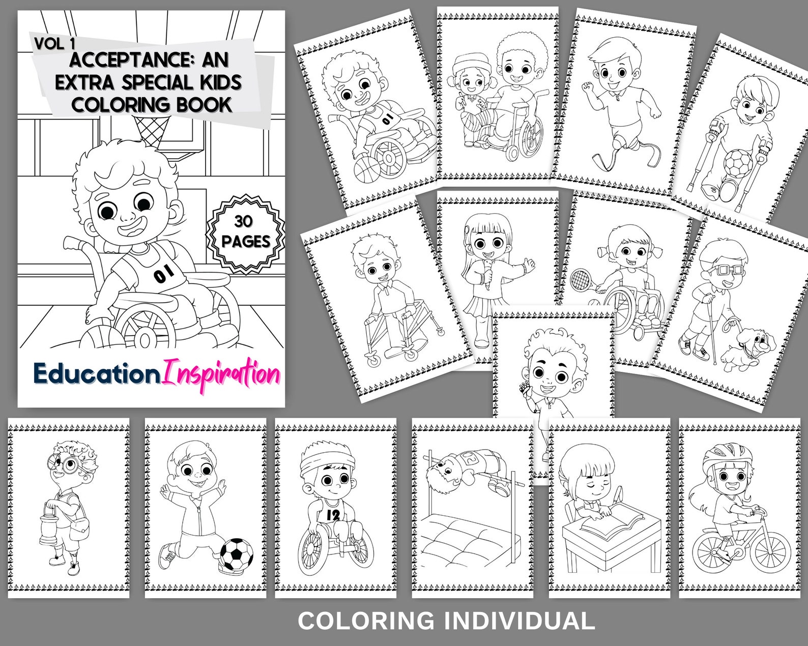 Special Needs Kids Coloring Book: Diversity & Inclusion (digital ...