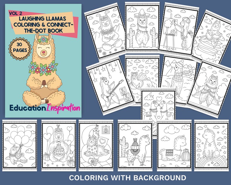 Laughing Llamas Coloring, Llama Coloring, Animal Coloring, Connect the ...