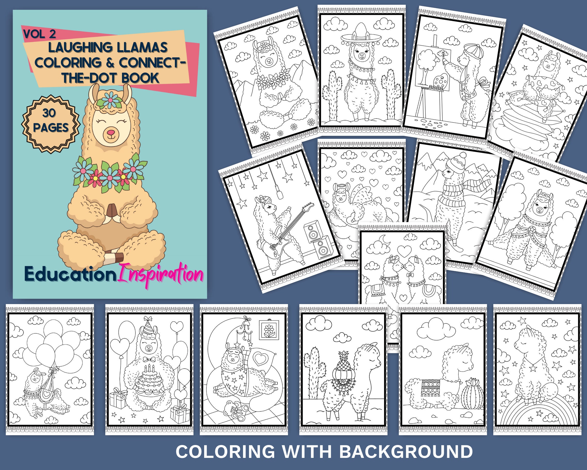 Laughing Llamas Coloring, Llama Coloring, Animal Coloring, Connect the ...