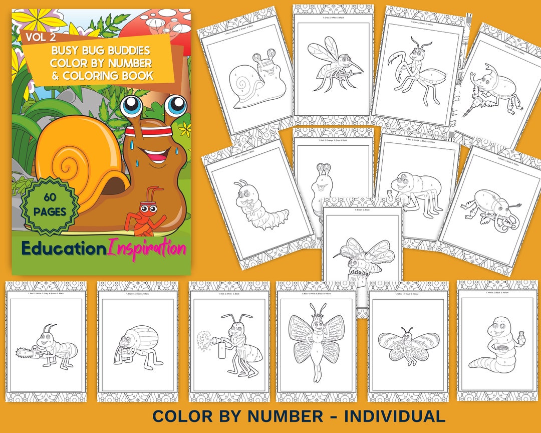 Bug Color by Number Coloring, Bug Coloring, Insect Coloring, Color by ...