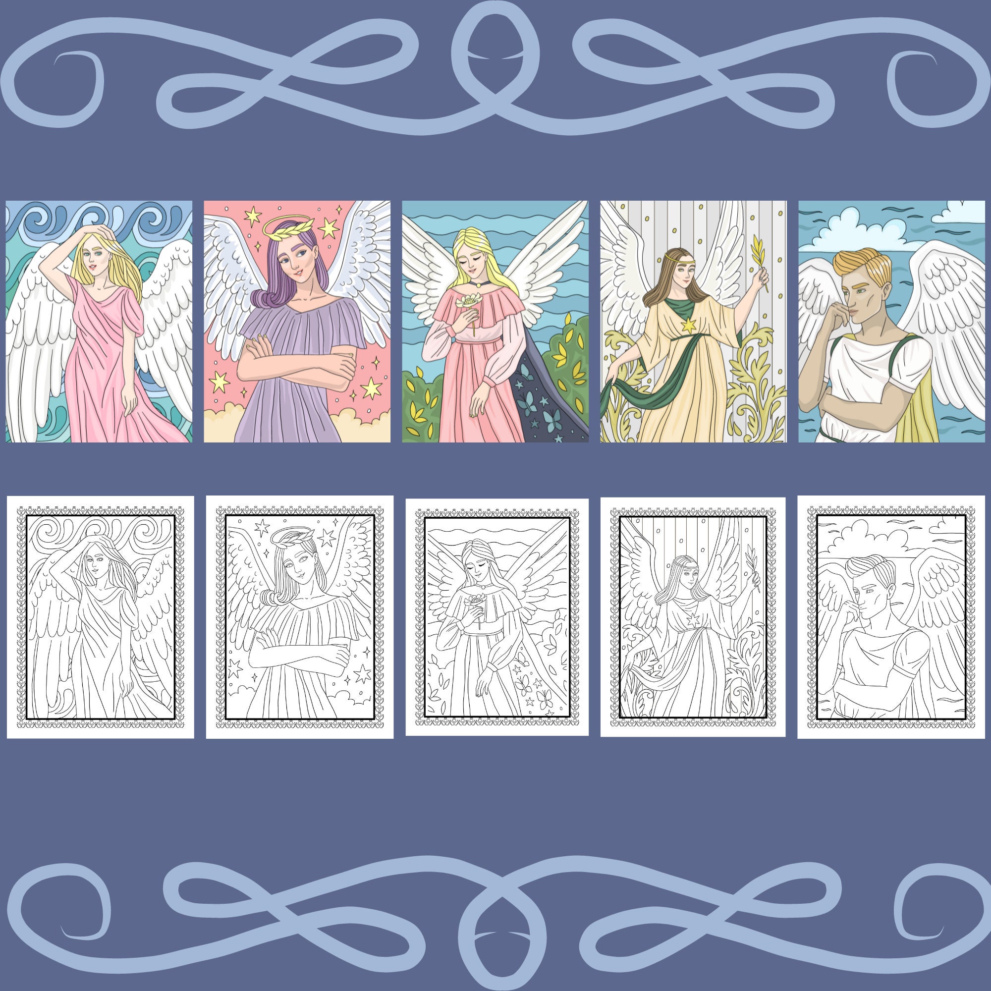 Heavenly Angels Coloring, Angel Coloring, Religious Coloring, Christian ...