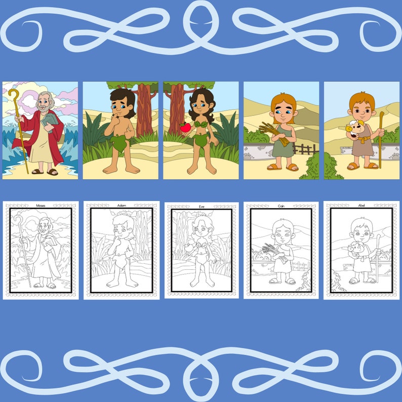 Kids Bible Characters Coloring Book: Old Testament Pages (digital ...