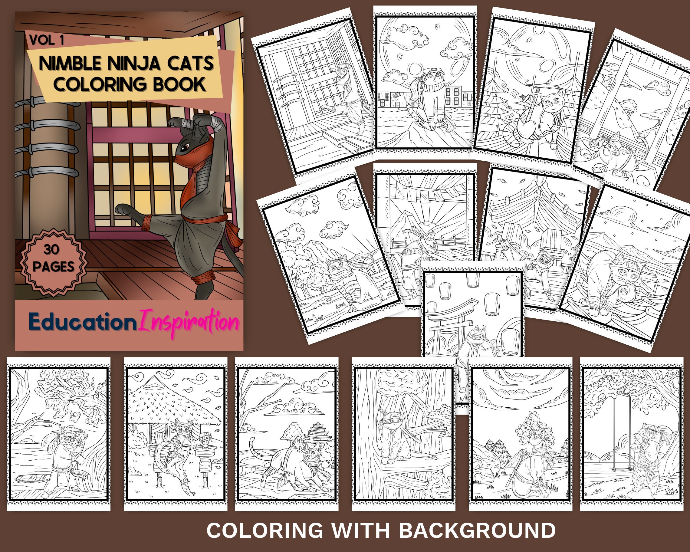 Ninja Cat Coloring, Cat Coloring, Pet Coloring, Animal Coloring, Ninja ...