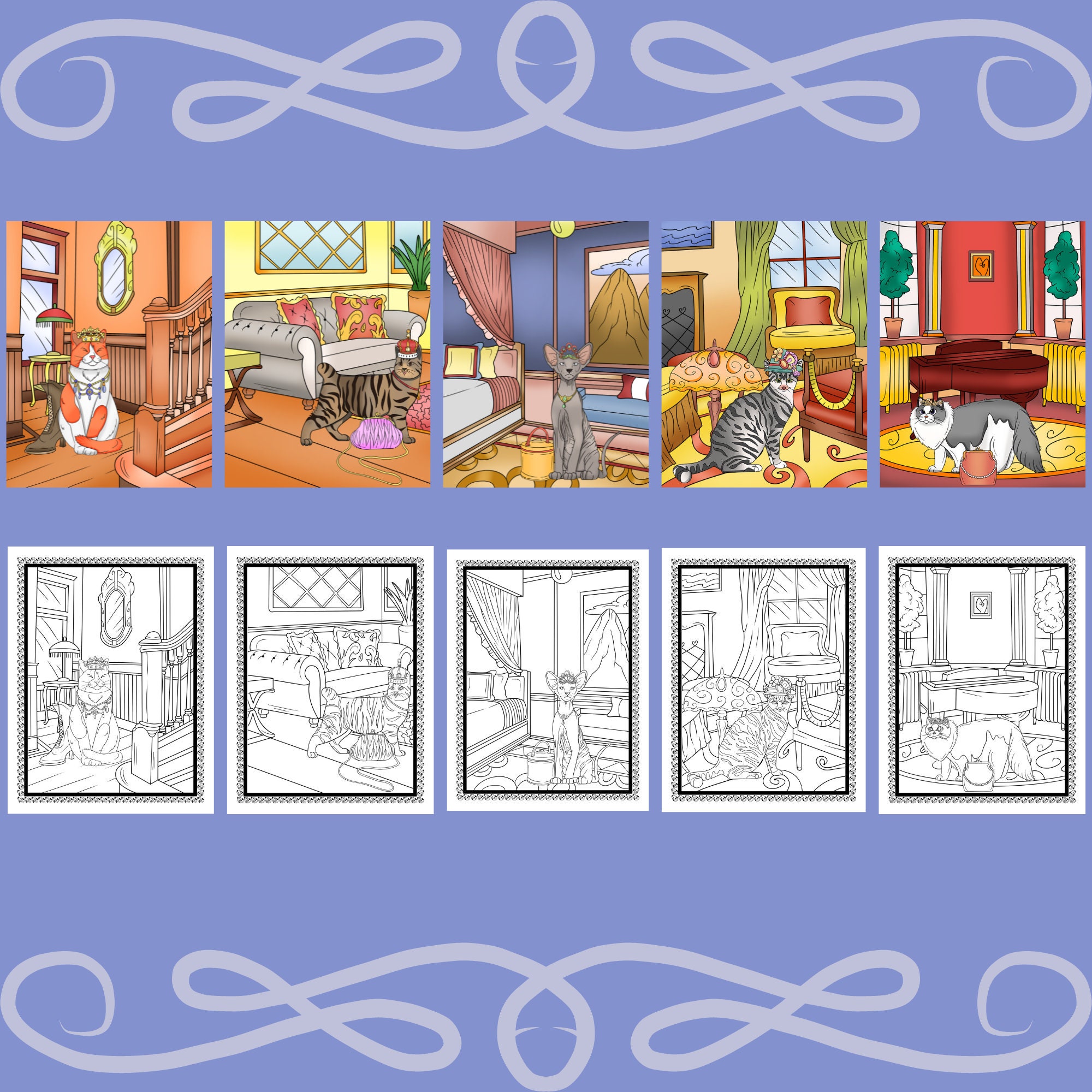 Posh Cats Coloring, Cat Coloring, Pet Coloring, Animal Coloring, Cat ...