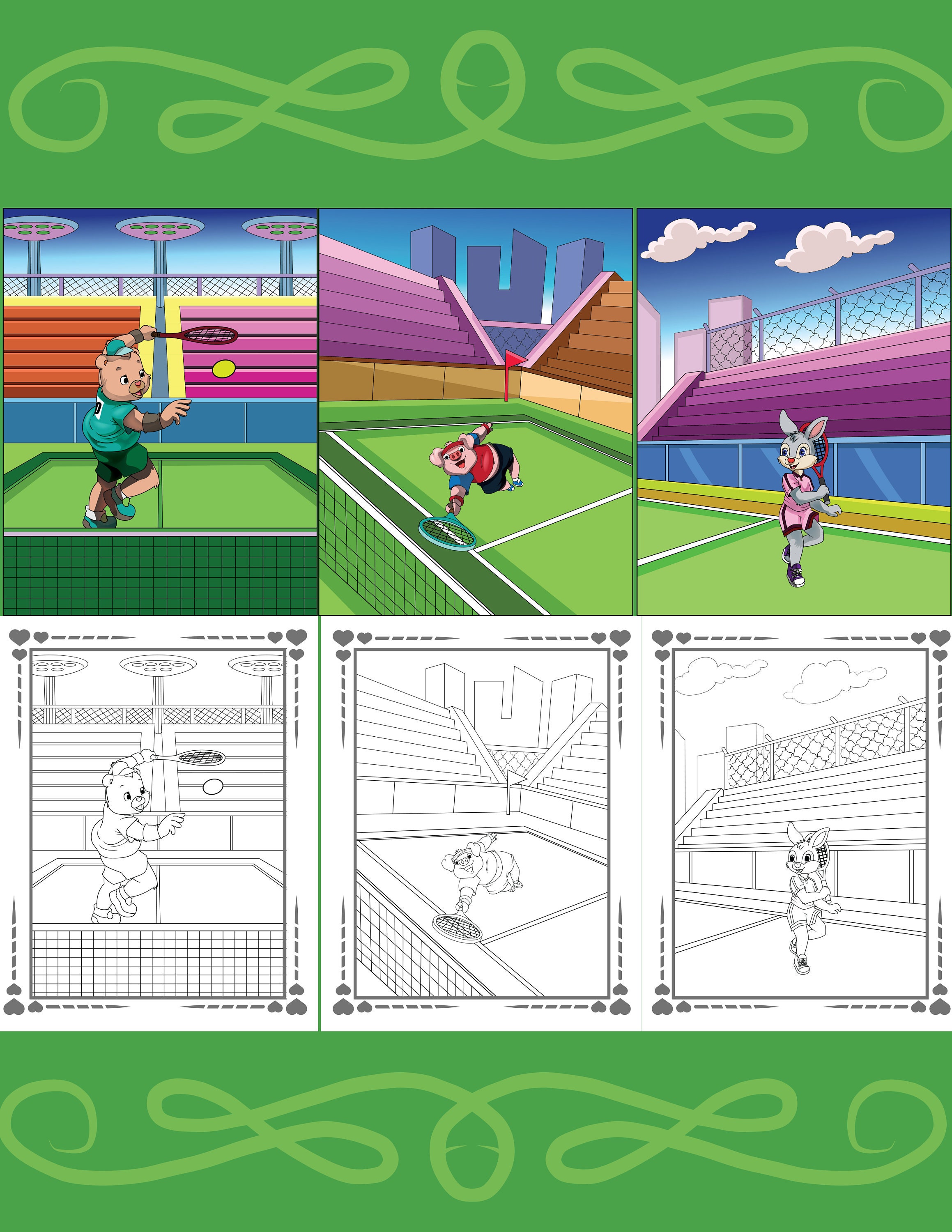 Tennis Animals Coloring Sports Coloring Animal Coloring - Etsy